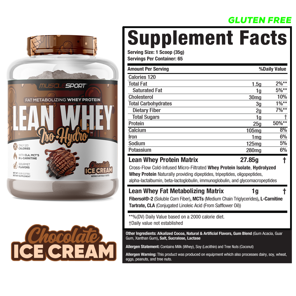 Lean Whey Iso Hydro ® 5lb | MuscleSport® Whey Protein Isolate Powder ...
