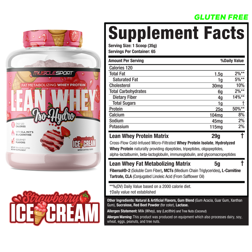 Lean Whey Iso Hydro ® 5lb | MuscleSport® Whey Protein Isolate Powder ...