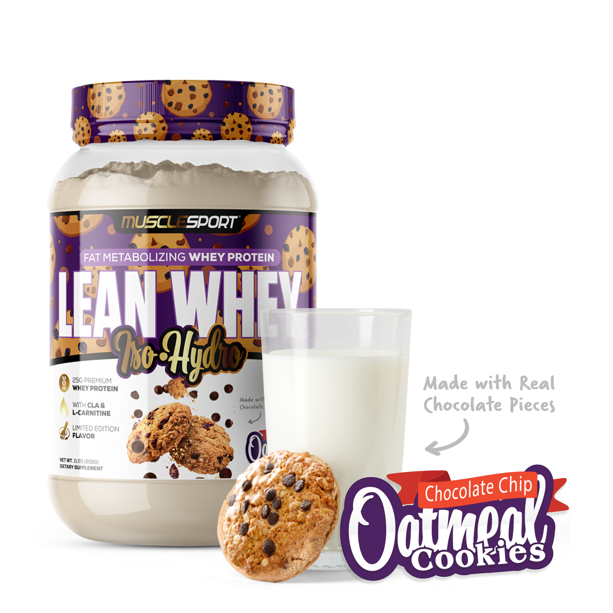 Lean Whey Chocolate Chip Oatmeal Cookie – Musclesport®